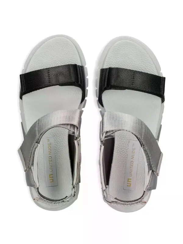 United Nude Delta Run Metallic Touch-strap Sandals - Grey
