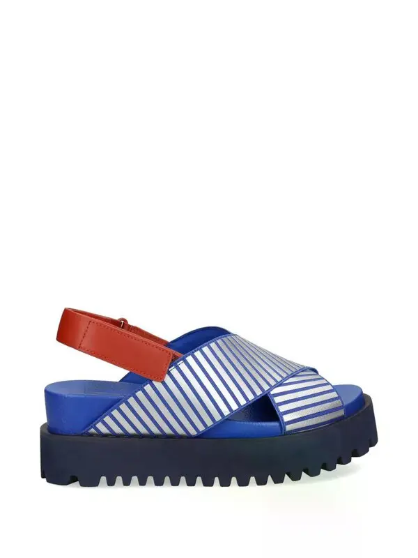 United Nude Rico X Striped Crossover-strap Sandals - Blue