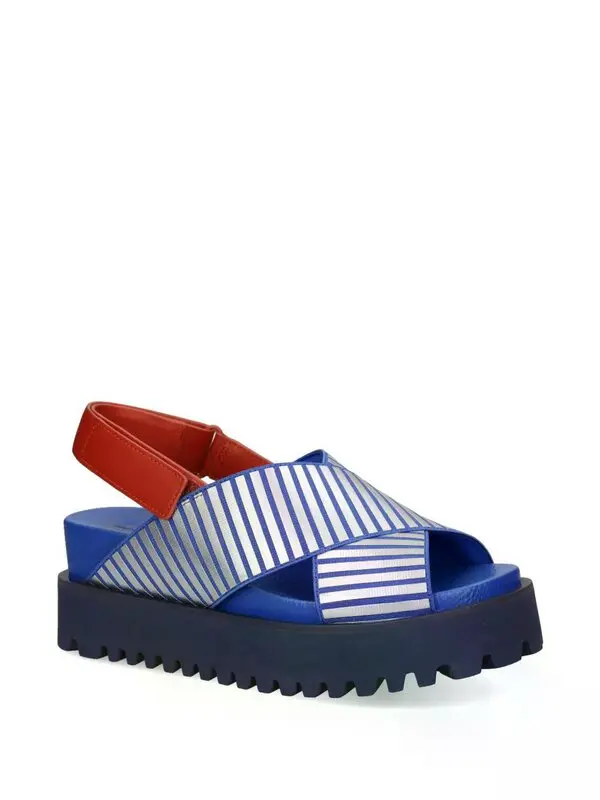 United Nude Rico X Striped Crossover-strap Sandals - Blue