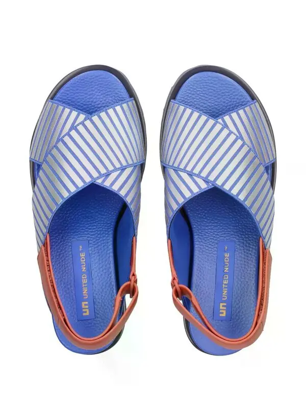 United Nude Rico X Striped Crossover-strap Sandals - Blue