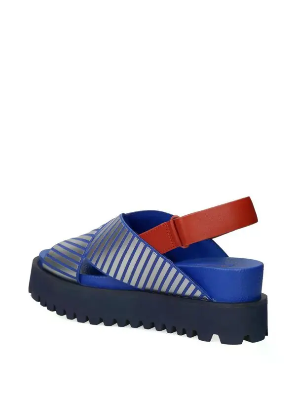 United Nude Rico X Striped Crossover-strap Sandals - Blue