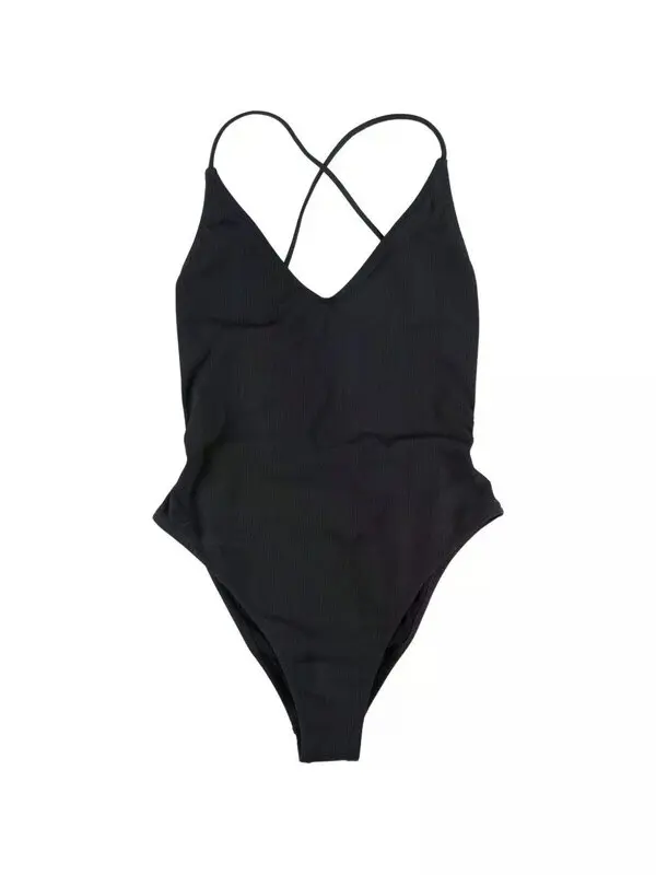 BELAMER Elen Ribbed Crossover-strap Swimsuit - Black