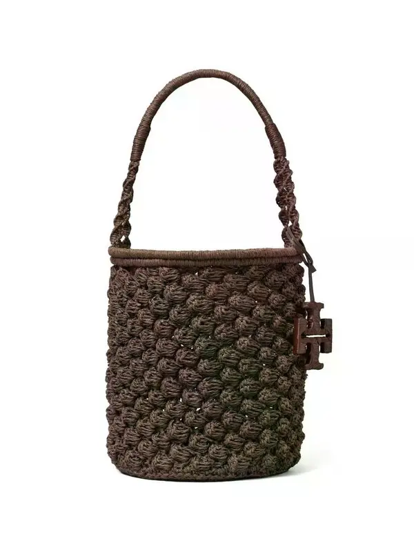 Tory Burch Ella Hand-crocheted Popcorn Bucket Bag - Brown