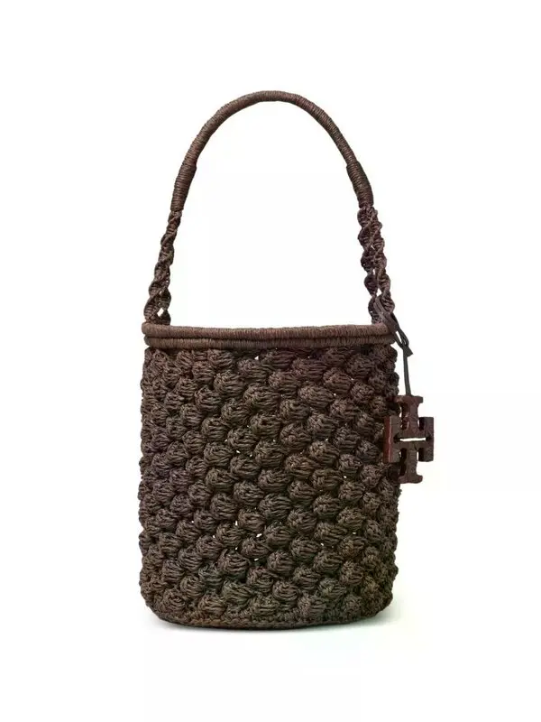 Tory Burch Ella Hand-crocheted Popcorn Bucket Bag - Brown