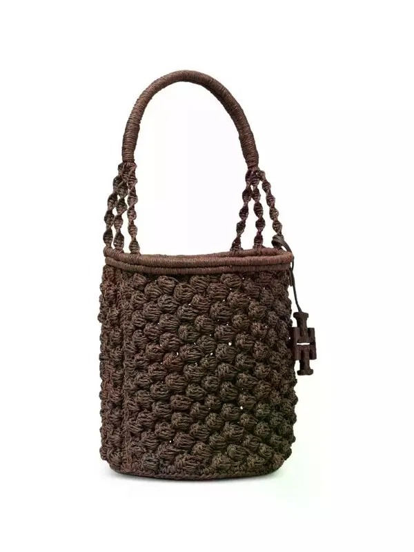 Tory Burch Ella Hand-crocheted Popcorn Bucket Bag - Brown