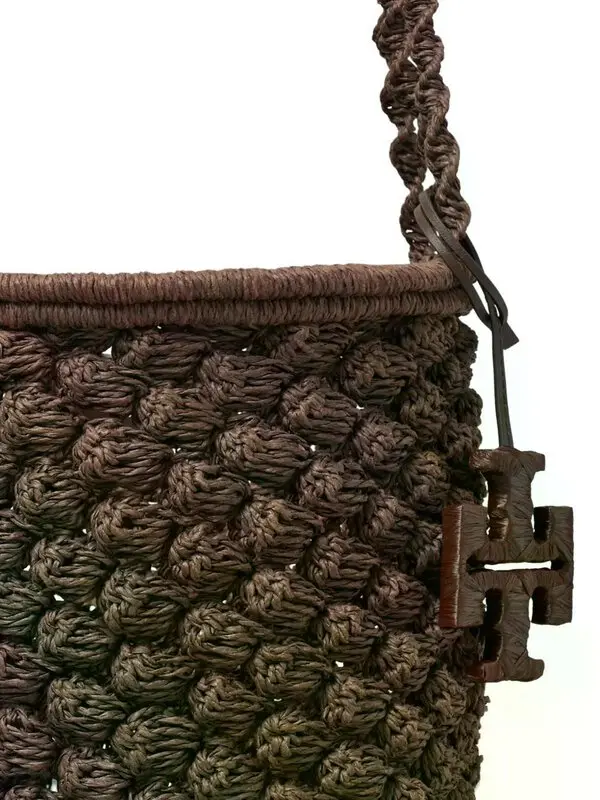 Tory Burch Ella Hand-crocheted Popcorn Bucket Bag - Brown