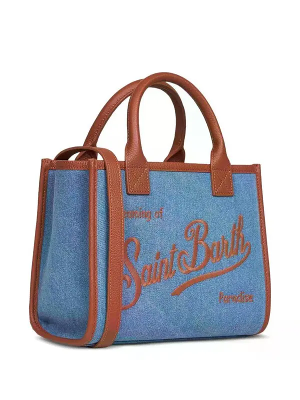 MC2 SAINT BARTH Logo Embroidered Leather Trimmed Shoulder Bag