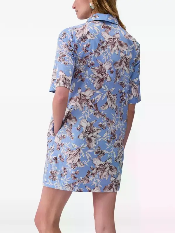 Liu Jo Short Poplin Dress With Lace-up Front And Floral Print