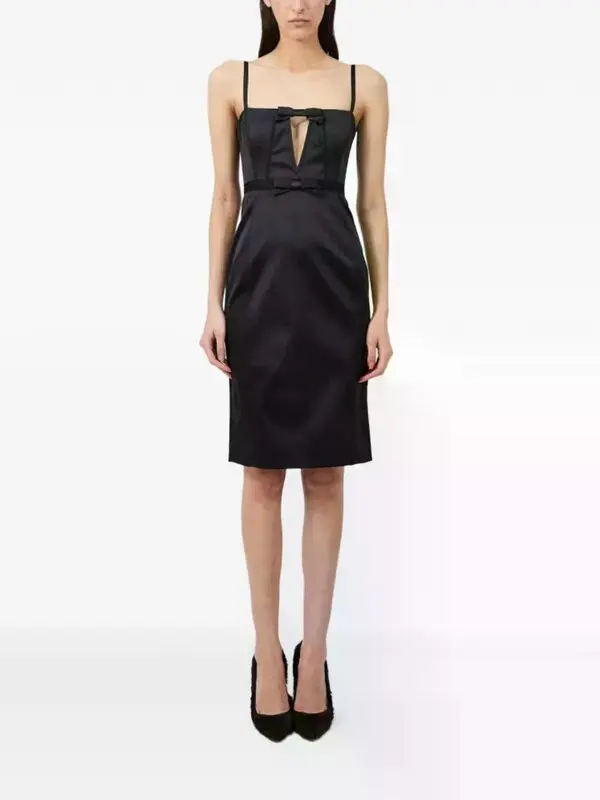 AKNVAS Carmen Bow-detail Cutout Mini Dress - Black