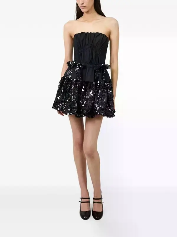 AKNVAS Kamilla Sequin-embellished Ruched Mini Dress - Black