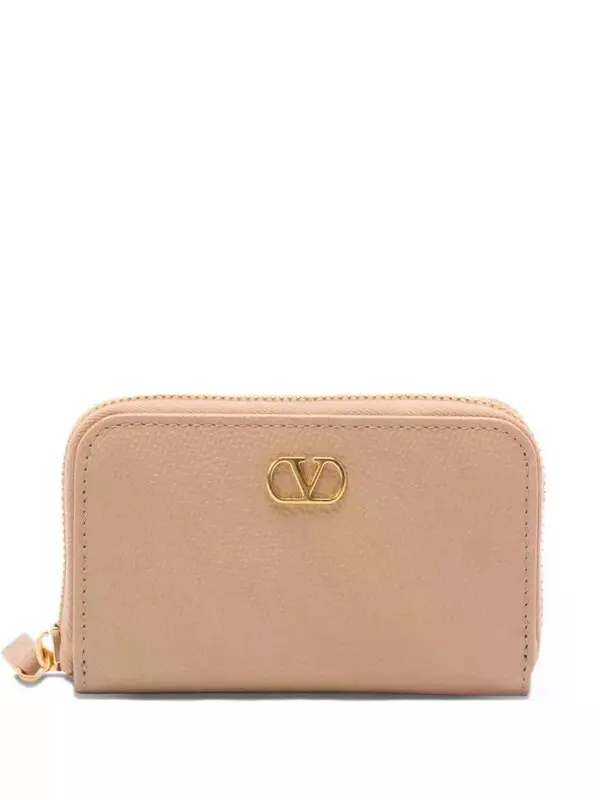 Valentino Garavani Vlogo Signature Grained Leather Wallet - Neutrals