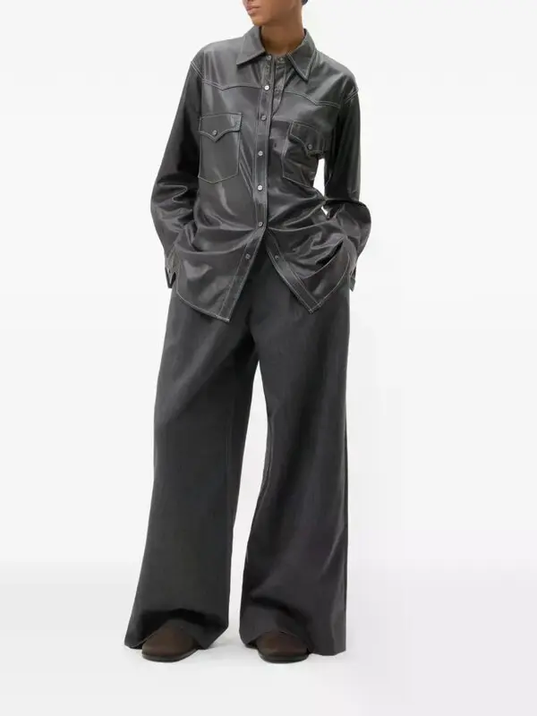 TWP Contrast-stitch Leather Shirt