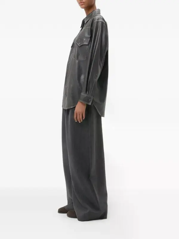 TWP Contrast-stitch Leather Shirt