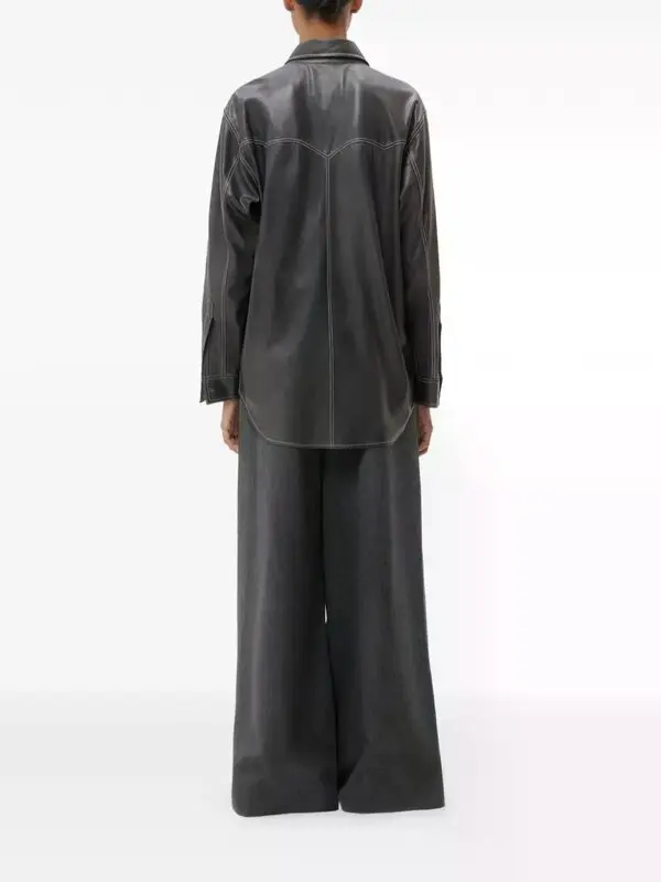 TWP Contrast-stitch Leather Shirt