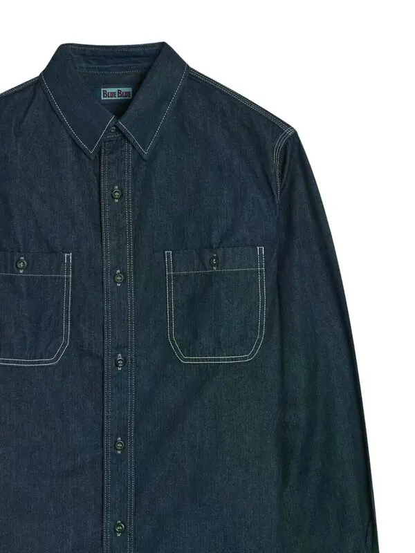 BLUE BLUE Contrast-stitch Patch-pocket Shirt