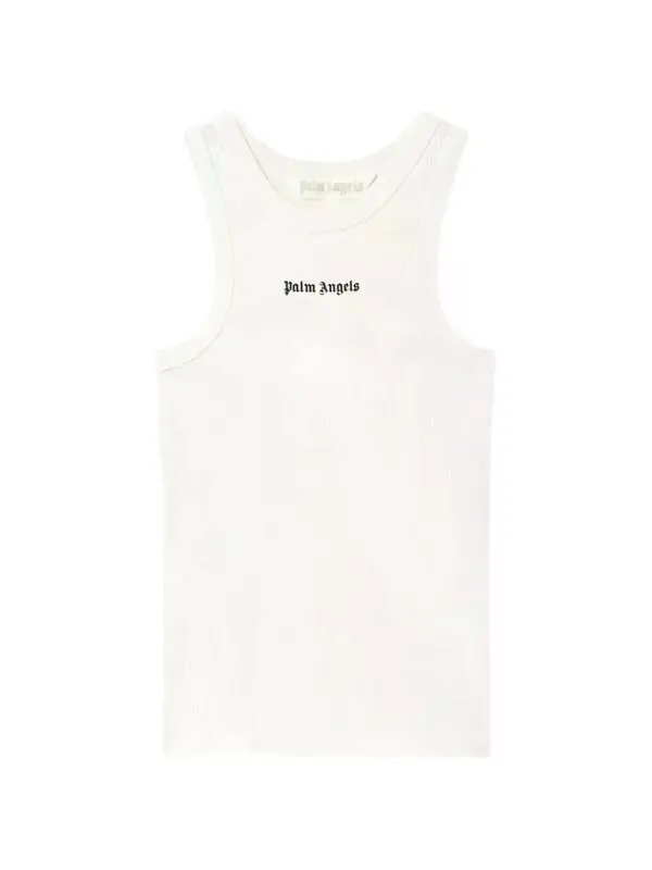 Palm Angels Logo-print Ribbed Tank Top - White