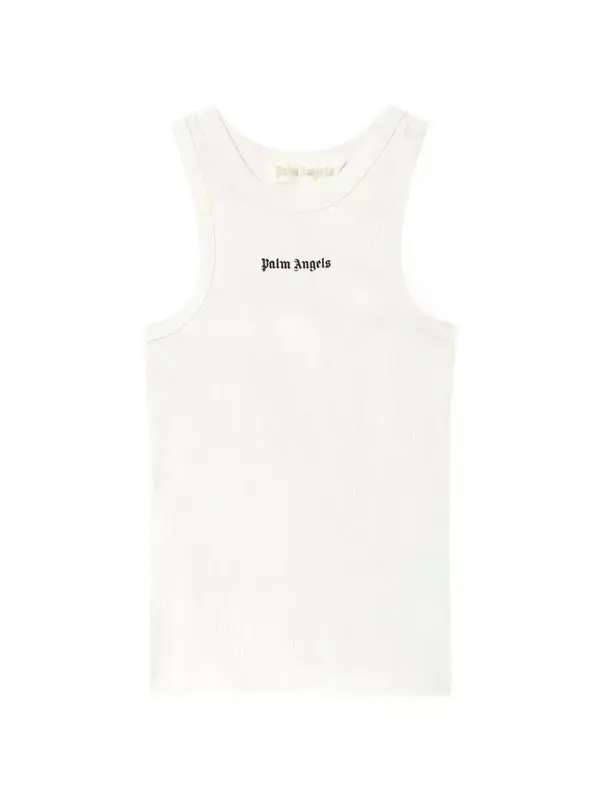 Palm Angels Logo-print Ribbed Tank Top - White