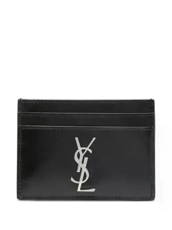Saint Laurent Cassandre Leather Card Holder - Black