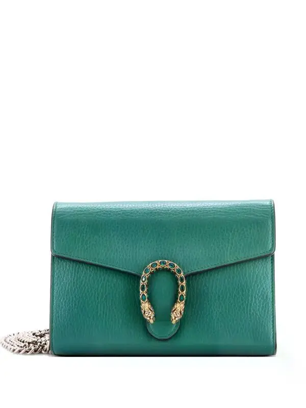 Gucci Dionysus Chain Wallet Leather Embellished Small - Green