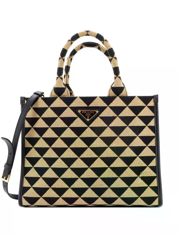 Prada Symbole Jacquard Small Tote Bag - Black