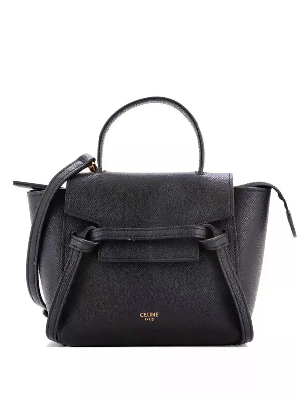 Celine Belt Bag Textured Leather Pico Shoulder Bag - Black