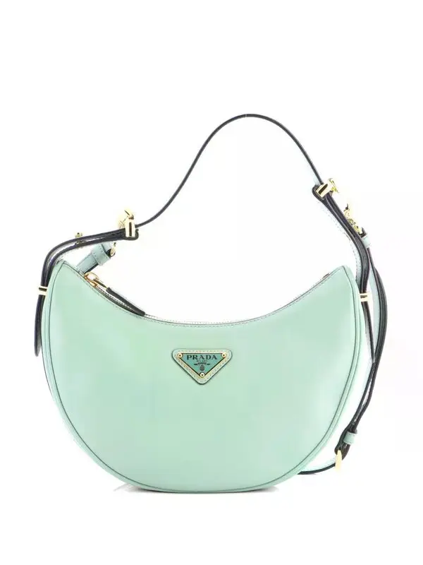 Prada Arque Half Moon Leather Mini Hobo Bag - Green