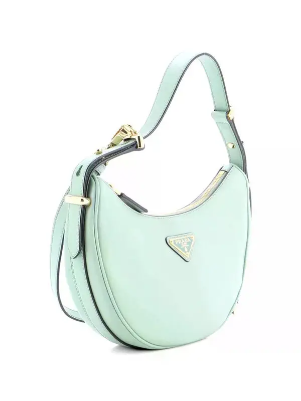 Prada Arque Half Moon Leather Mini Hobo Bag - Green