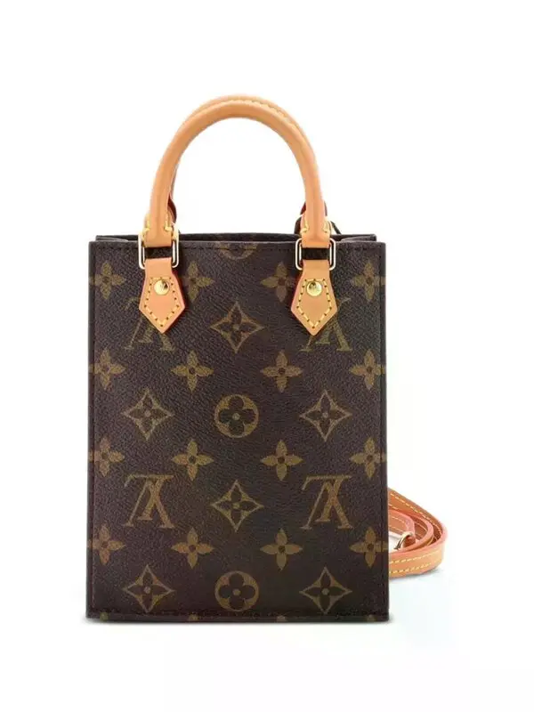 LOUIS VUITTON Petit Sac Plat Monogram Canvas Crossbody Bag - Brown