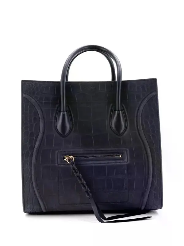 Celine Phantom Medium Tote Bag Crocodile Embossed Leather - Blue