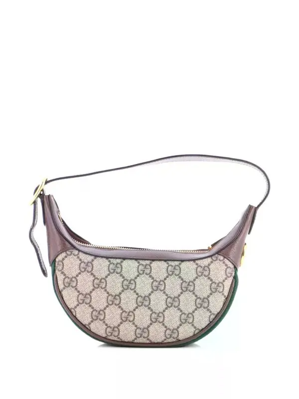 Gucci Ophidia Gg Coated Canvas Half Moon Bag - Brown
