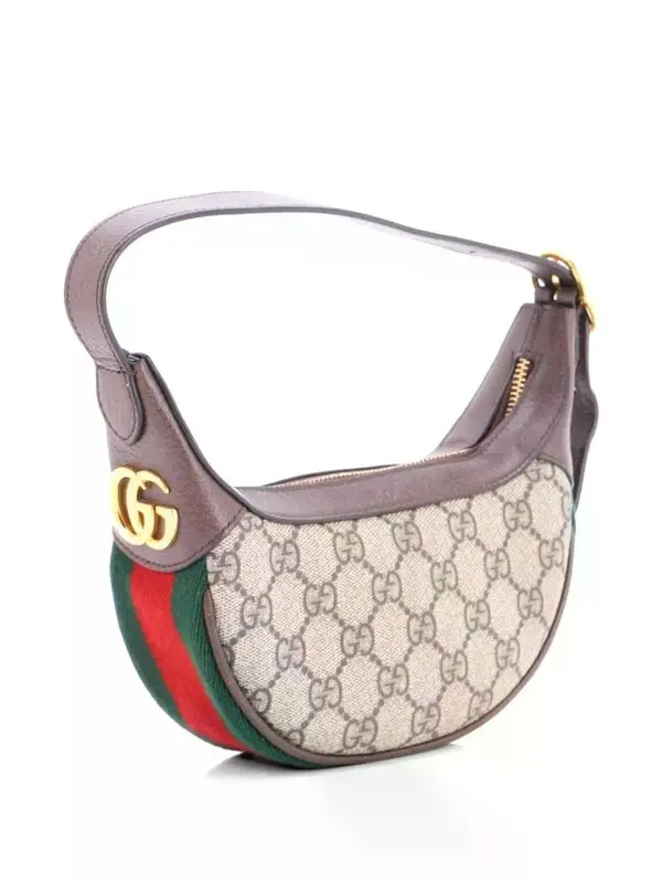 Gucci Ophidia Gg Coated Canvas Half Moon Bag - Brown