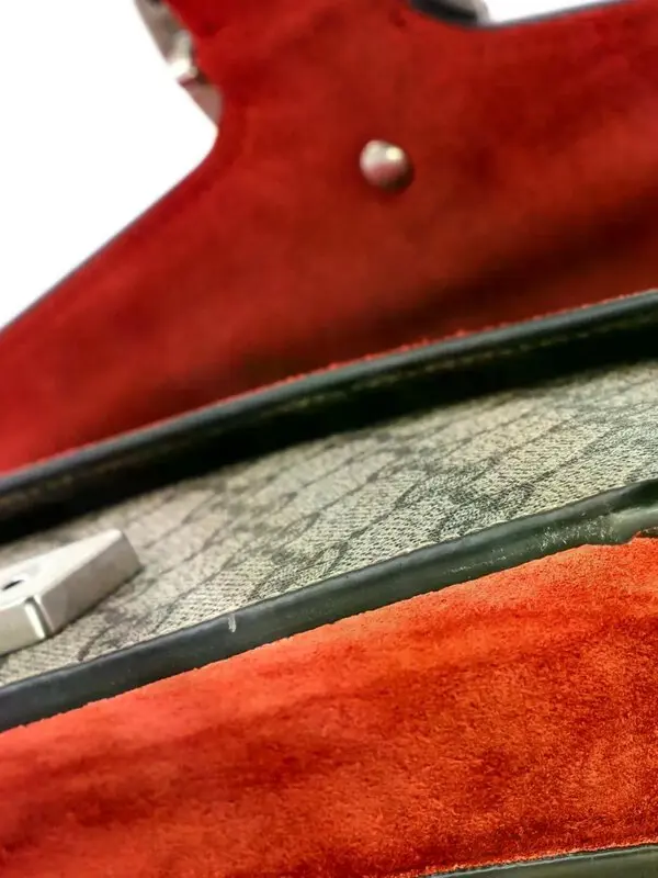 Gucci Dionysus Gg Coated Canvas Small Shoulder Bag With Crystal Embellishment - Red