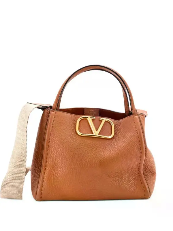 Valentino Garavani Alltime Leather Medium Tote Bag - Brown