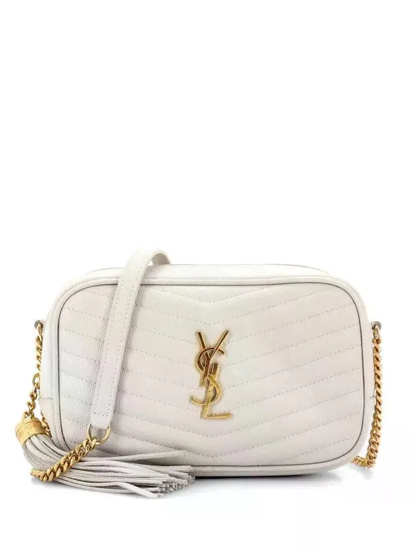Saint Laurent Lou Camera Bag Matelasse Chevron Leather Mini Crossbody Bag - White