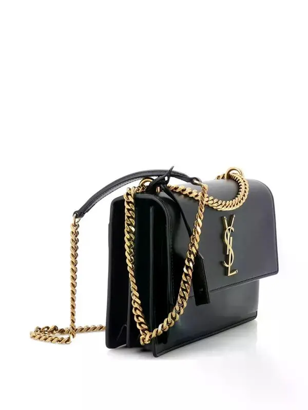 Saint Laurent Sunset Leather Crossbody Bag Medium - Black
