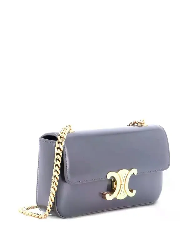 Celine Triomphe Chain Leather Small Shoulder Bag - Grey