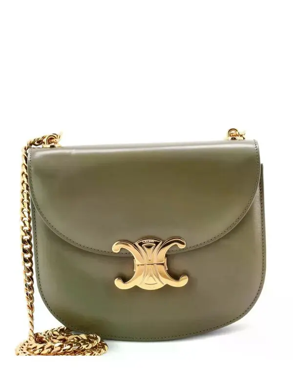 Celine Triomphe Besace Clea Chain Flap Bag - Green