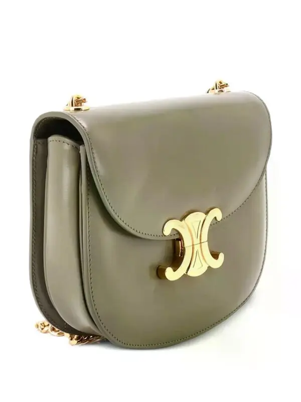 Celine Triomphe Besace Clea Chain Flap Bag - Green