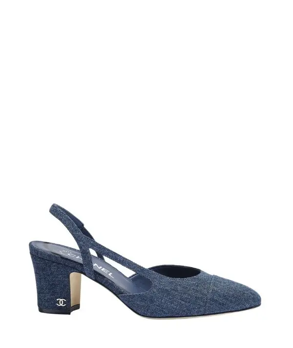 Chanel Slingbacks In Washed Denim