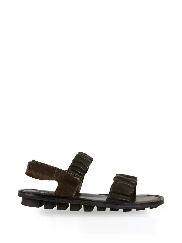 TRIPPEN Pacific Ruched Leather Sandals - Brown