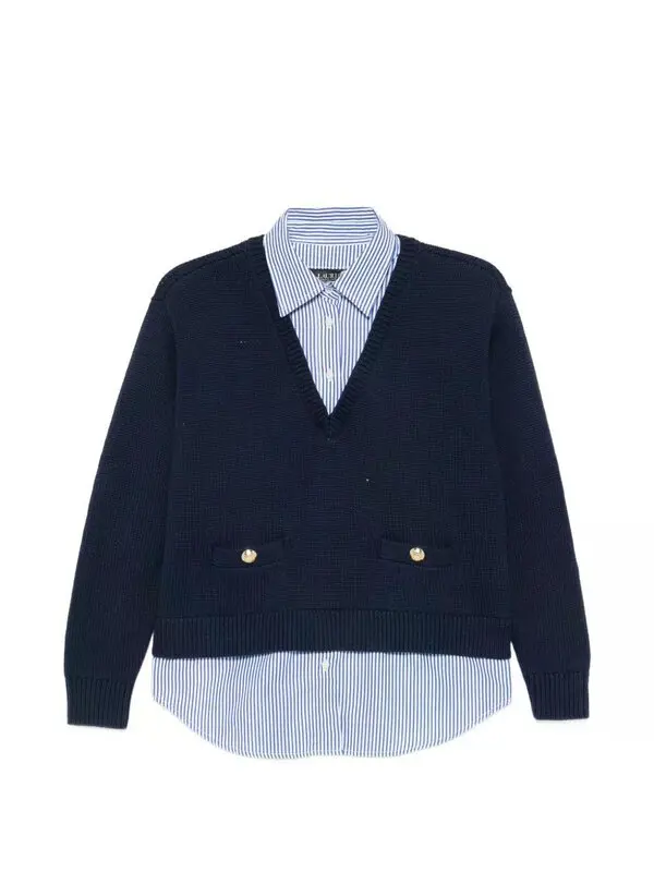 Ralph Lauren Layered-effect Sweater With Gold Button Detail
