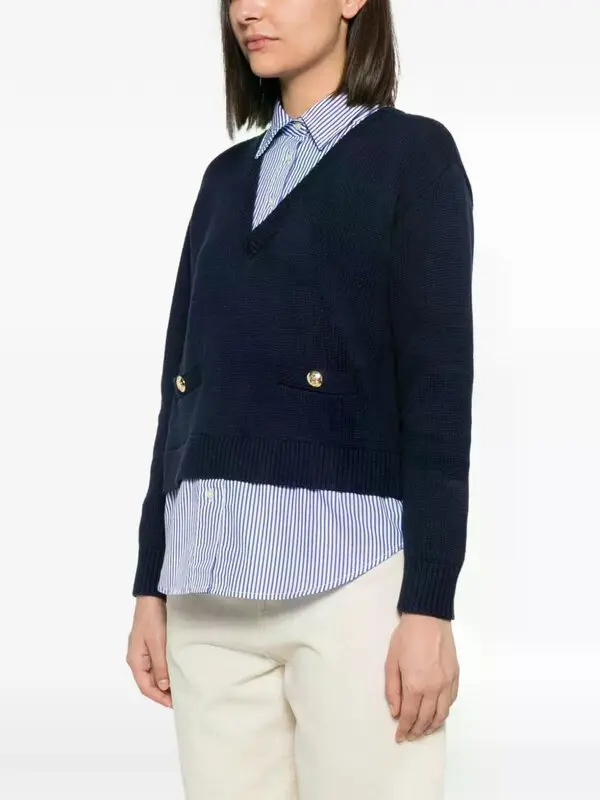 Ralph Lauren Layered-effect Sweater With Gold Button Detail