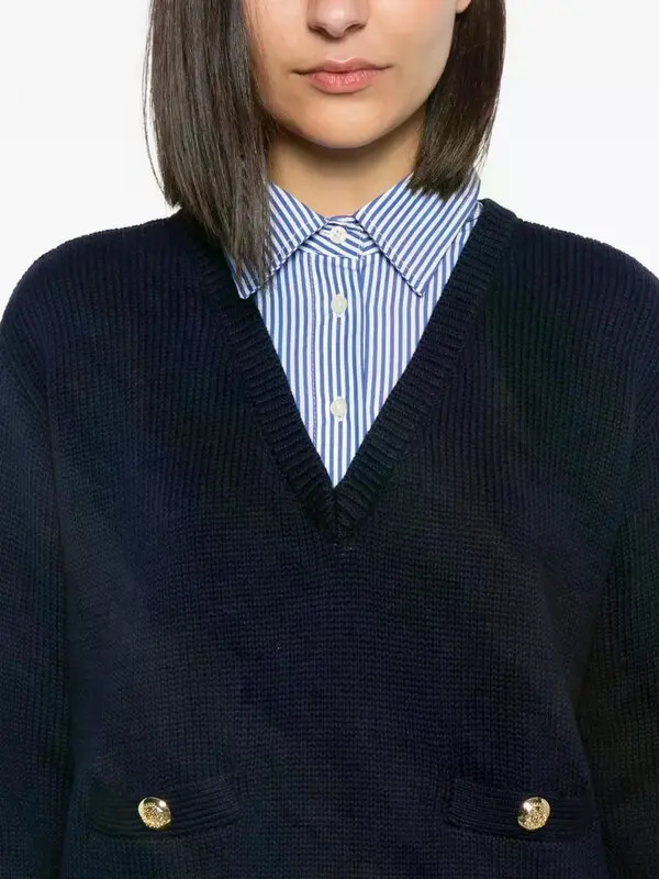 Ralph Lauren Layered-effect Sweater With Gold Button Detail