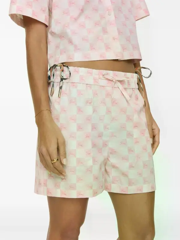 Burberry Knight Checkerboard Cotton Poplin Shorts - Pink