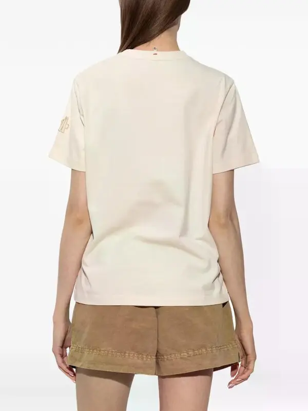 Moncler Embroidered-patch T-shirt - Neutrals