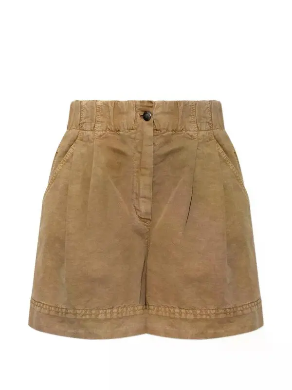 Moncler Pleated Logo-patch Shorts - Neutrals