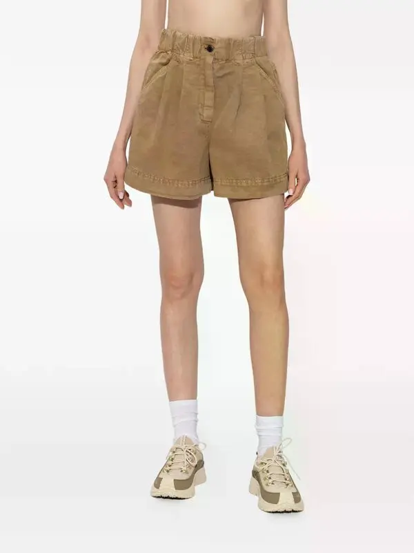 Moncler Pleated Logo-patch Shorts - Neutrals