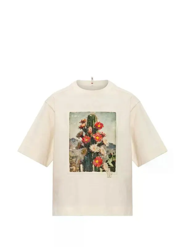 Moncler Cactus-print T-shirt - Neutrals