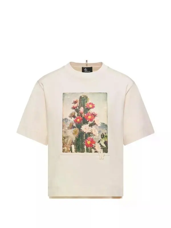 Moncler Cactus-print T-shirt - Cream