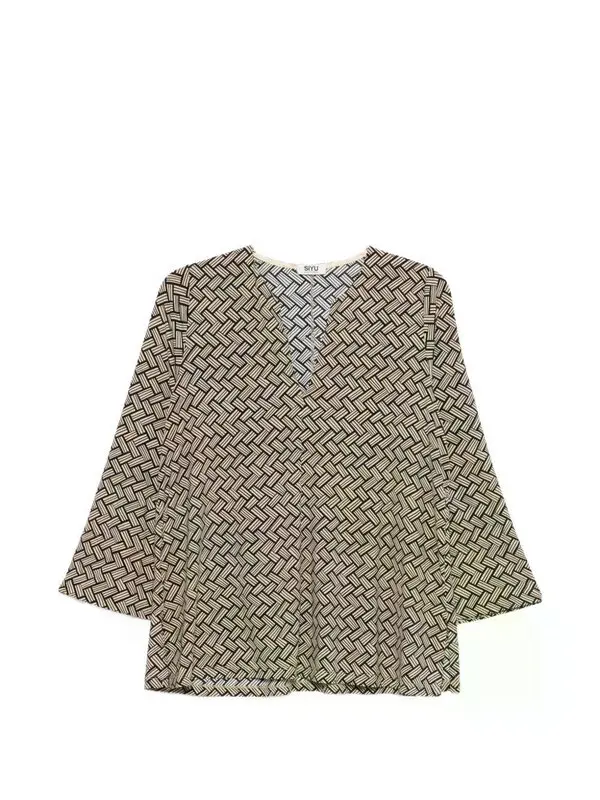 SIYU Geometric-pattern V-neck Blouse